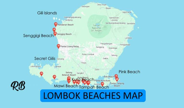 Lombok Beaches Map | 7 Best Lombok Island Beaches